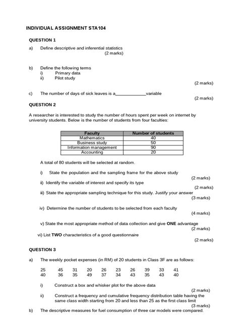 Individual Assignment Sta104 May 2023 Pdf Mean Mode Statistics