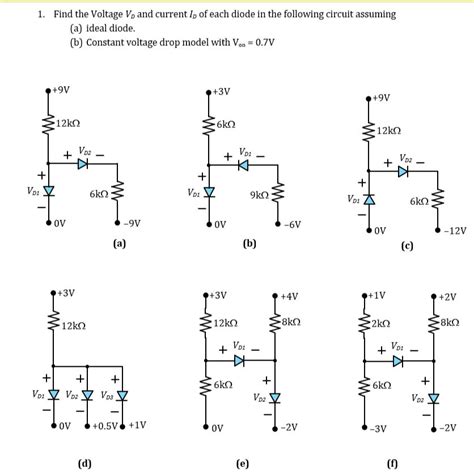 solved 1 find the voltage vo and current i of each diode in