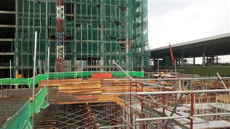 Construction Workers Fabricated Timber Formwork And Reinforcement Bar