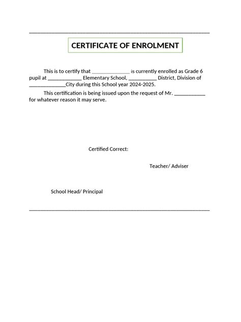 Cerificate Of Enrolment Pdf