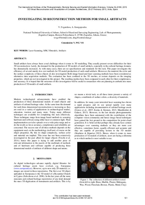 Pdf Investigating 3d Reconstruction Methods For Small Artifacts