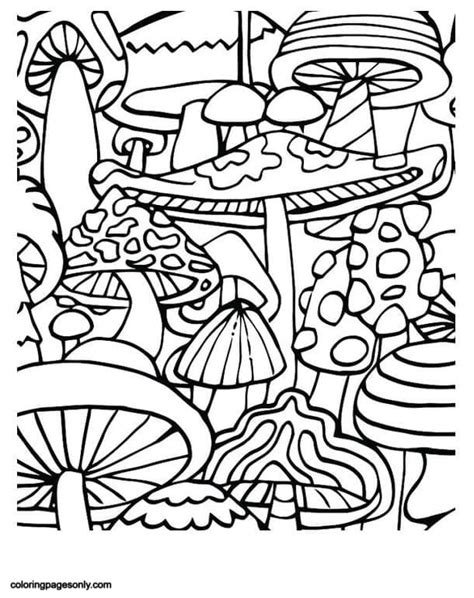 Trippy Mushroom Coloring Pages For Adults