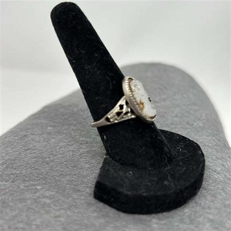 Vintage 1930s Nemco Rare Art Deco Cameo Ring Size 7 Gem