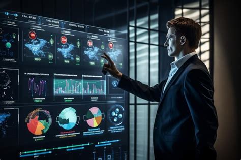 Businessman Touch Automated Data Management System Premium Ai Generated Image