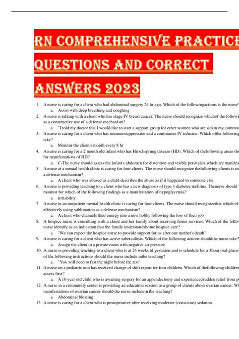 Rn Comprehensive Practice B 2023 Rn Comprehensive Practice B 2023 Stuvia Us