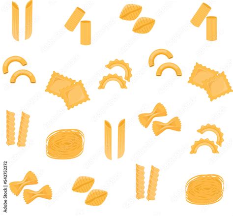 Seamless Pattern Of Traditional Pasta Shapes Different Types Of Macaroni Vector Illustration