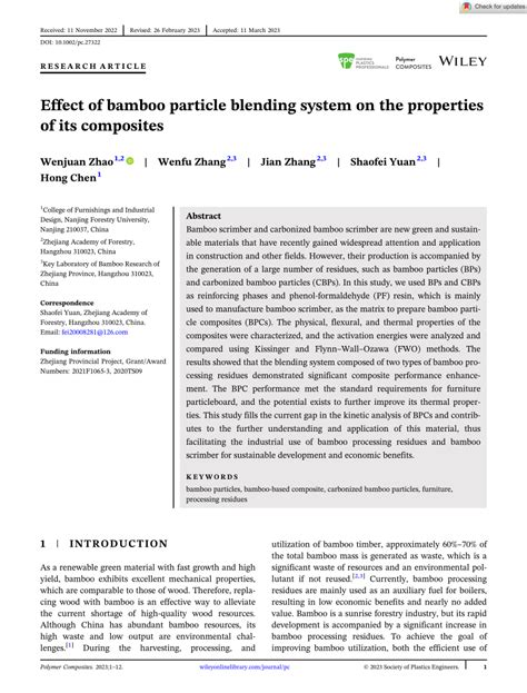 pdf effect of bamboo particle blending system on the properties of