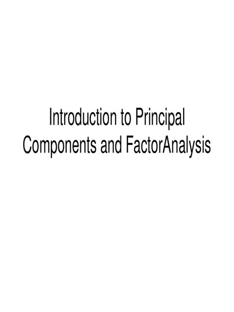 understanding principal component analysis and factor analysis a guide for beginners pdf
