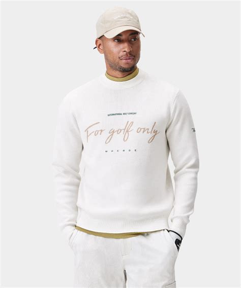Men S Green Script Knit Crewneck Macade Golf