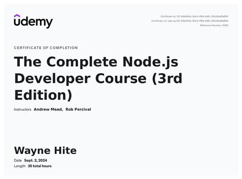 Completed Node Js Course On Udemy Wayne Hite Posted On The Topic