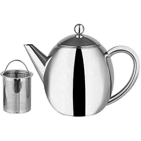 12l Double Walled Insulated Polished Stainless Steel Teapot With