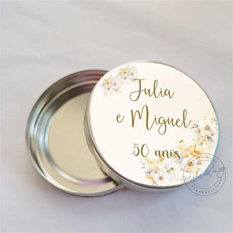 Lembrança Bodas De Ouro 50 Anos Casamento Na Latinha Personalizada