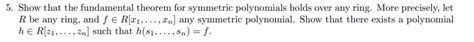 Solved 5 Show That The Fundamental Theorem For Symmetric