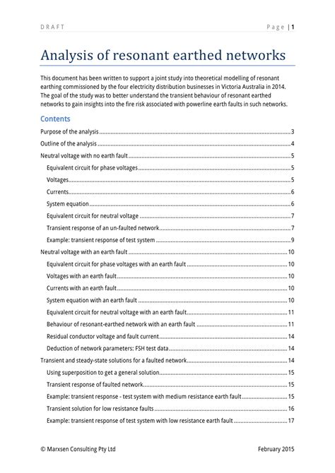 Pdf Analysis Of Resonant Earthed Networks