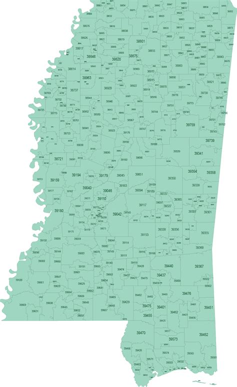 Mississippi Zip Code Map Basic Your Vector