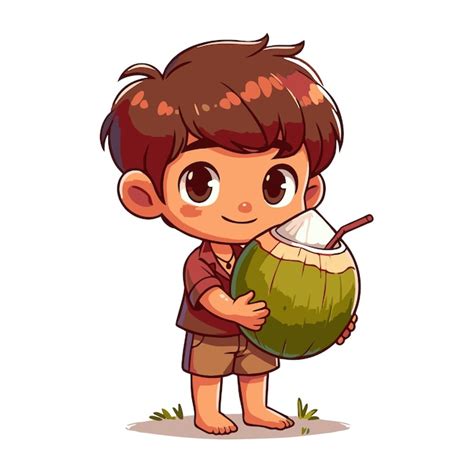 Vetor De Menino Carregando Coco Vetor Premium Gerado Com Ia