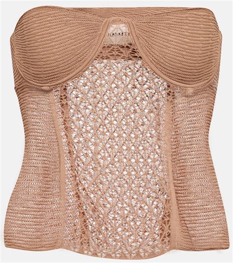 Lori Lace Knit Bustier Top In Brown Khaite Mytheresa