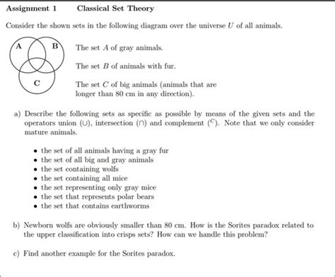 Solved Assignment 1 Classical Set Theory Consider The Shown