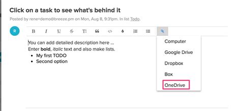 attach files from microsoft onedrive breeze