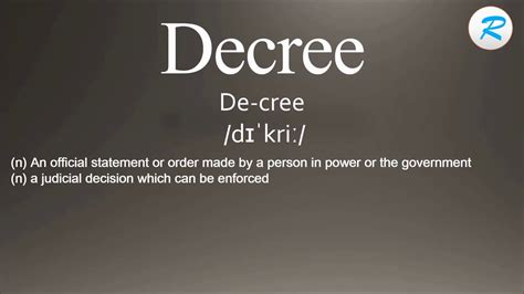 How To Pronounce Decree Youtube
