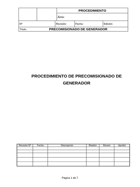 Procedimiento Precom Generador Pdf Agua Tornillo