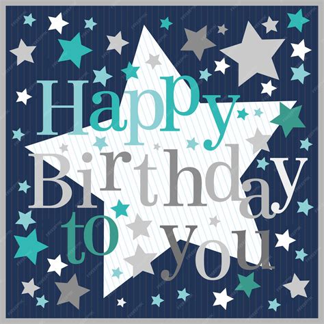 Premium Vector Happy Birthday Card Design With Stars And Lettering
