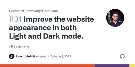 Improve The Website Appearance In Both Light And Dark Mode · Issue 31