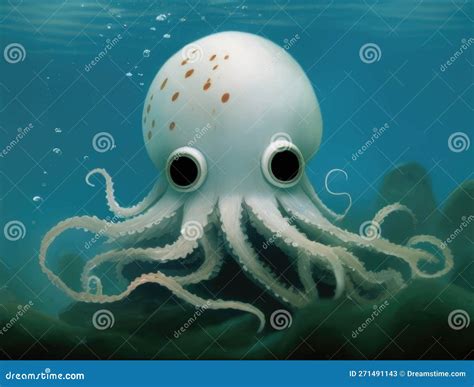 A Mischievous Little Kraken With An Impish Smirk Playing In The Depths