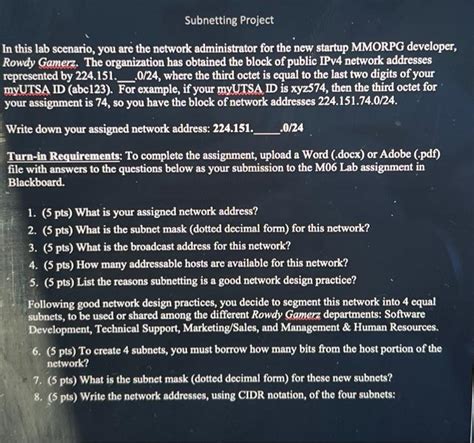 solved subnetting project this lab scenario you are the
