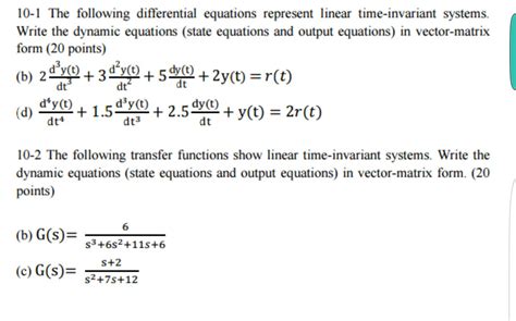 Solved The Following Differential Equations Represent Linear