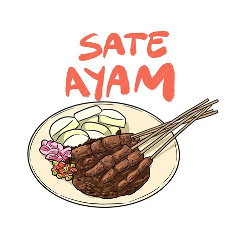 Premium Vector Delicious Sate Ayam Food Illustration Indonesia