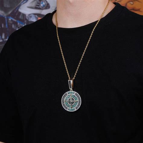 Iced Compass Pendant In Gold Helloice