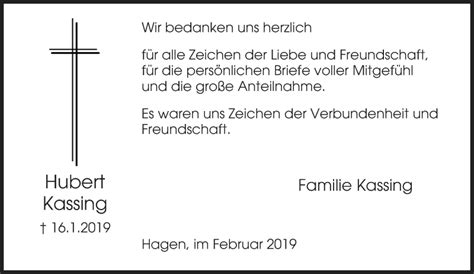 Traueranzeigen Von Hubert Kassing Trauer In Nrwde