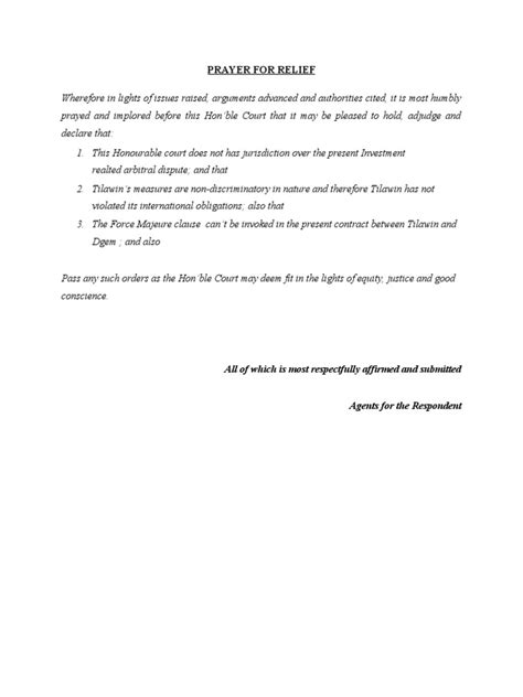 Prayer For Relief Respondent Pdf