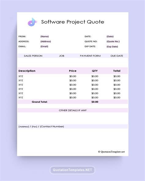 Free Customizable Software Quote Templates