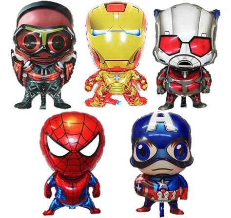 Globo Metálico De Superheroes Con 5 Pcs Envío Gratis