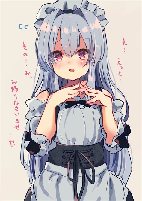 Safebooru 1girl D Apron Bangs Beniko Ymdbnk Blue Hair Blush