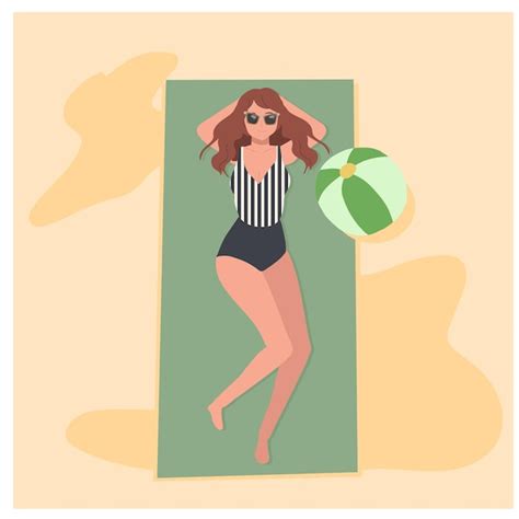 Tema Vacanza Estiva Al Mare La Ragazza Felice In Costume Da Bagno Sulla