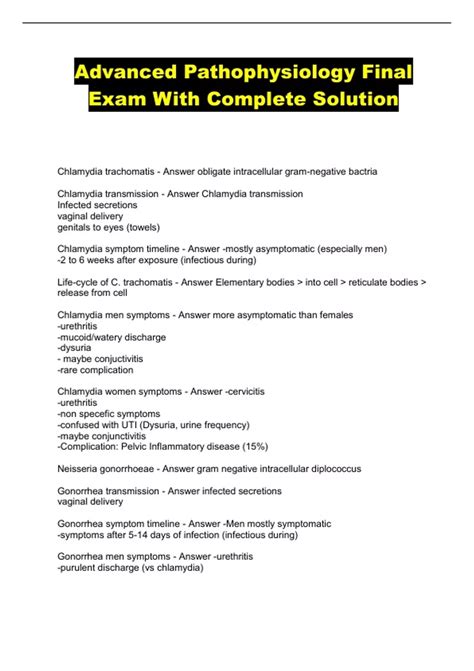 Advanced Pathophysiology Final Exam With Complete Solution Advanced Pathophysiology Stuvia Us