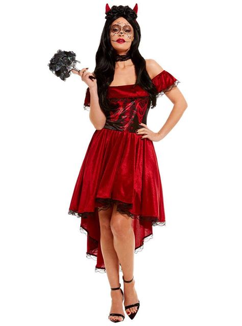 Womens Devil Costume Red Day Of The Dead Devil Halloween Costume