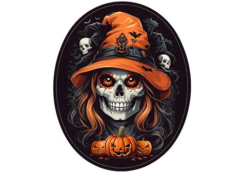 Halloween Witch Skull Graphic By Joanna Redesiuk · Creative Fabrica