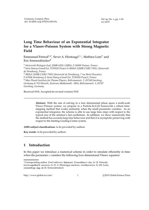 Pdf Long Time Behaviour Of An Exponential Integrator For A Vlasov