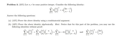Solved Problem Let N R Be Some Positive Integer Chegg