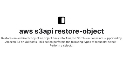 Aws S3api Restore Object Fig