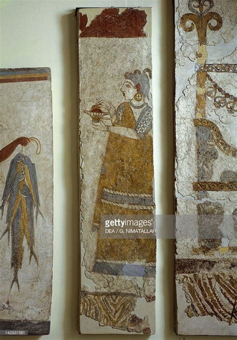 A Priestess Akrotiri Fresco Thera Today Santorini Greece Minoan