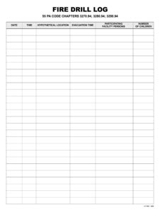 Monthly Fire Drill Log Template