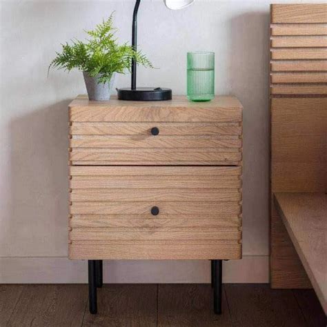 Oak Slatted Bedside Table