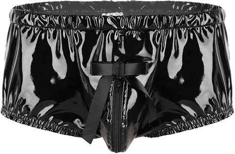 Iefiel Calzoncillos Hombre Sexy Cuero Braguitas Pvc Abierto Boxer Bulge Bolsa De Charol