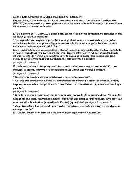 Protocolo De Entrevista Nichd Pdf Abuso Sexual Depresión Estado