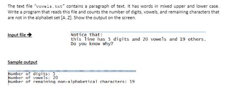 Solved The text file "vowels.txt" contains a paragraph of | Chegg.com